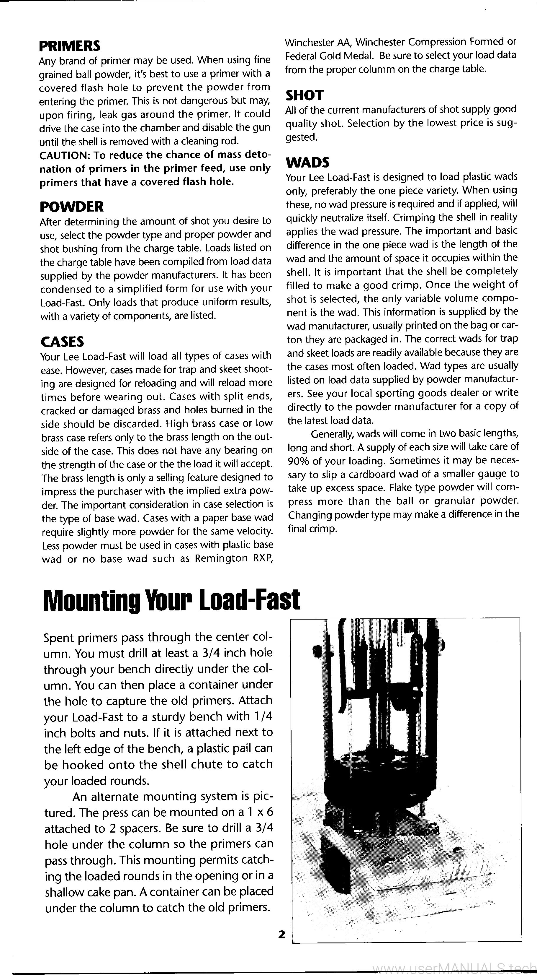 Lee Load-fast Instructions Lee Load-fast Instructions